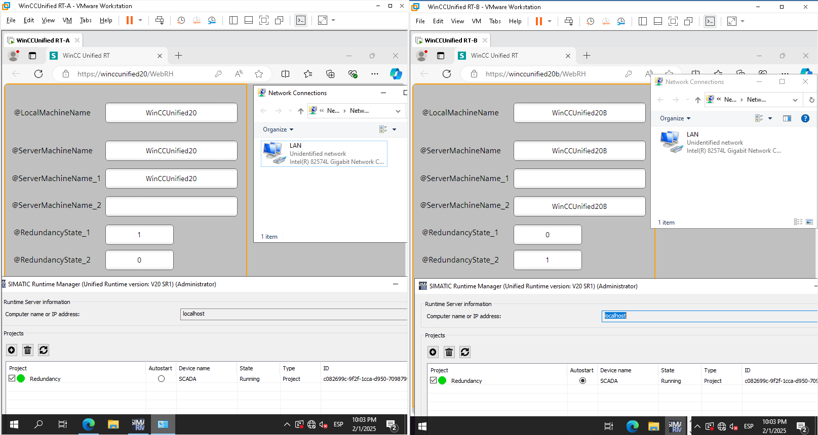 WinCC Unified Redundancy V20 - PLC , HMI & SCADAS